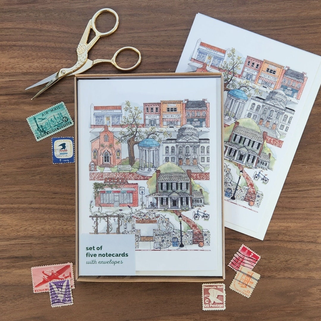 Chapel Hill, North Carolina Notecard Set // Greeting Card Graduation ...