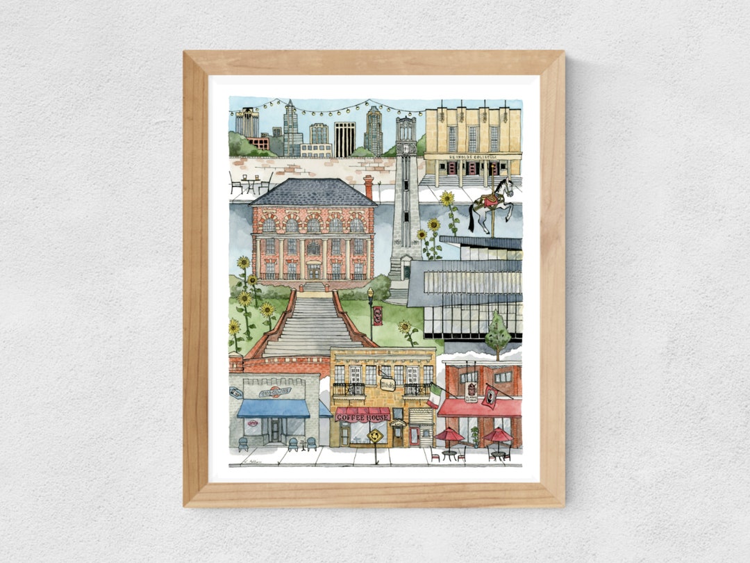 NC State, Raleigh NC Watercolor Art Print // Housewarming • Graduation ...