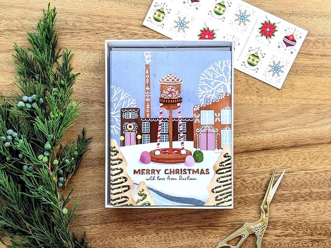 Durham NC Christmas Cards - Set of 10 Cards - Festive Holiday ...