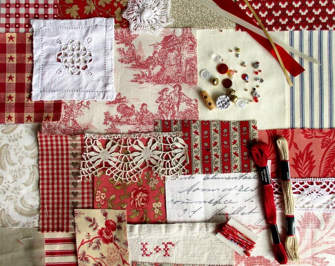 French General Inspired Slow Stitch Kit/ La Rose Rouge/ Madame Rouge ...