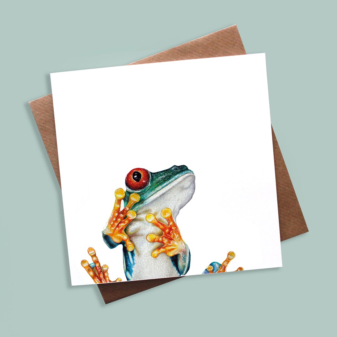 Frog Greeting Card Frog Card Red Eyed Tree Frog Card Frog - Etsy