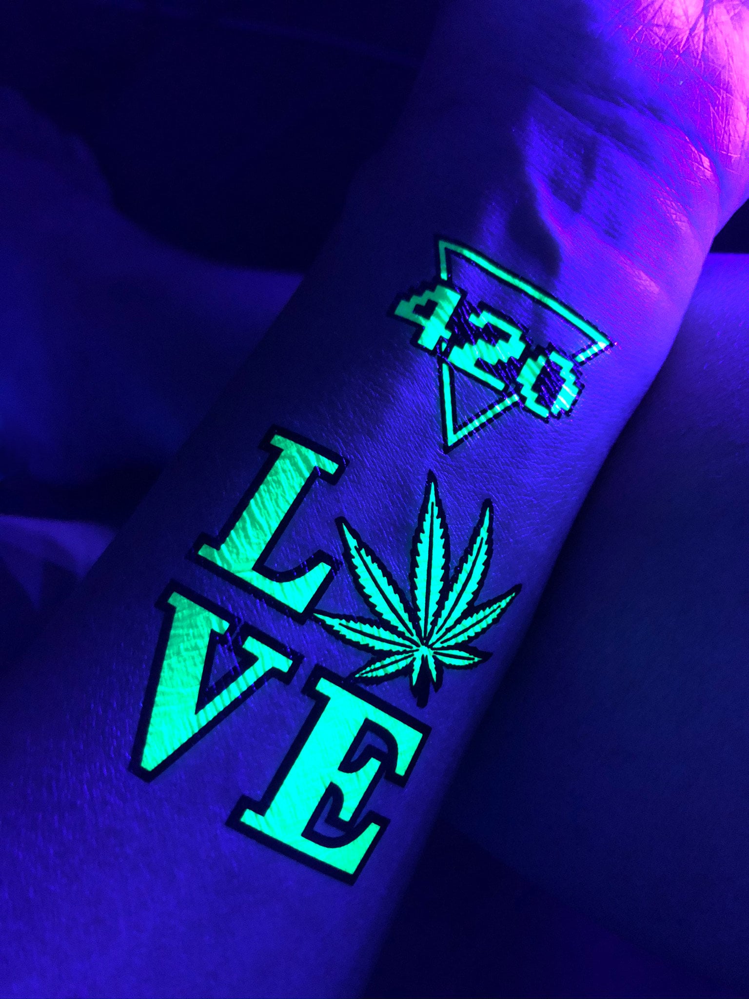 UV Glow in the Dark Party Tattoos Cannabis Marijuana | Etsy