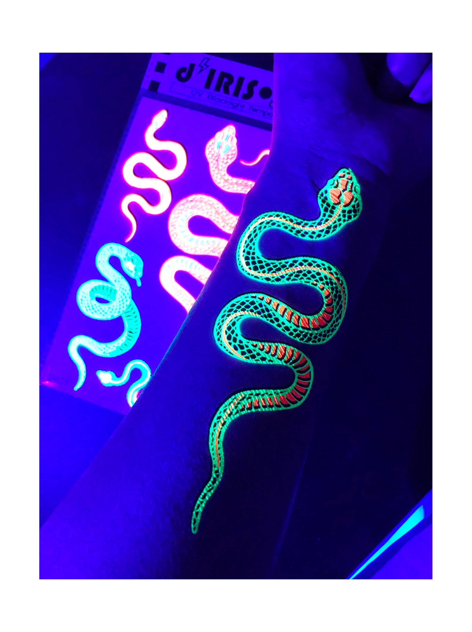 UV Glow in the Dark Party Tattoos Snake Cobra Temporary - Etsy