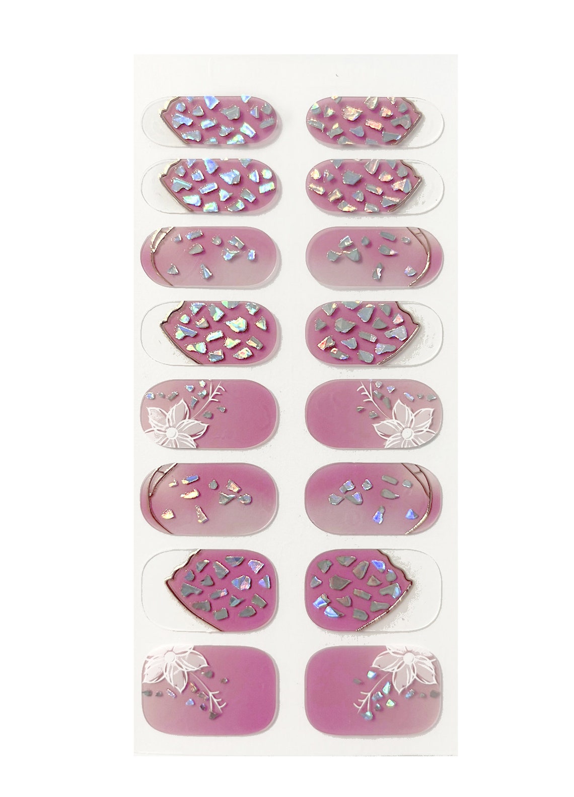 Pink -self-adhesive DIY Art Full Nail Wraps Stickers With Holographic ...