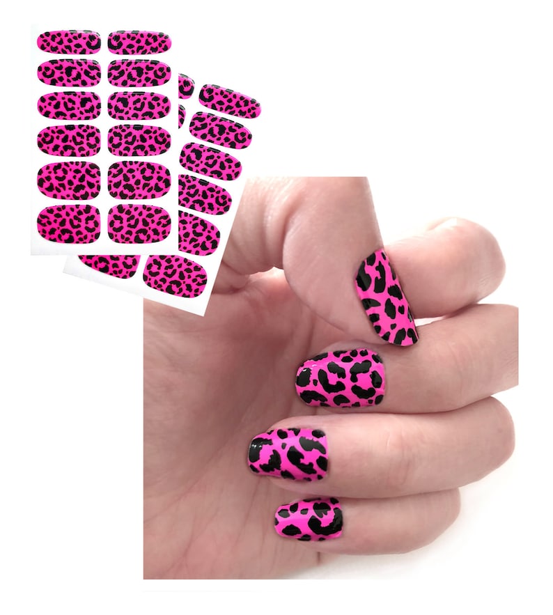Uv Glow In The Dark Party Nail Stickers 2 Sheets Neon Pink Etsy