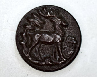 Vintage Antique Deer Stag Buck Domed Buttons Metal Rare Unique Unusual ...