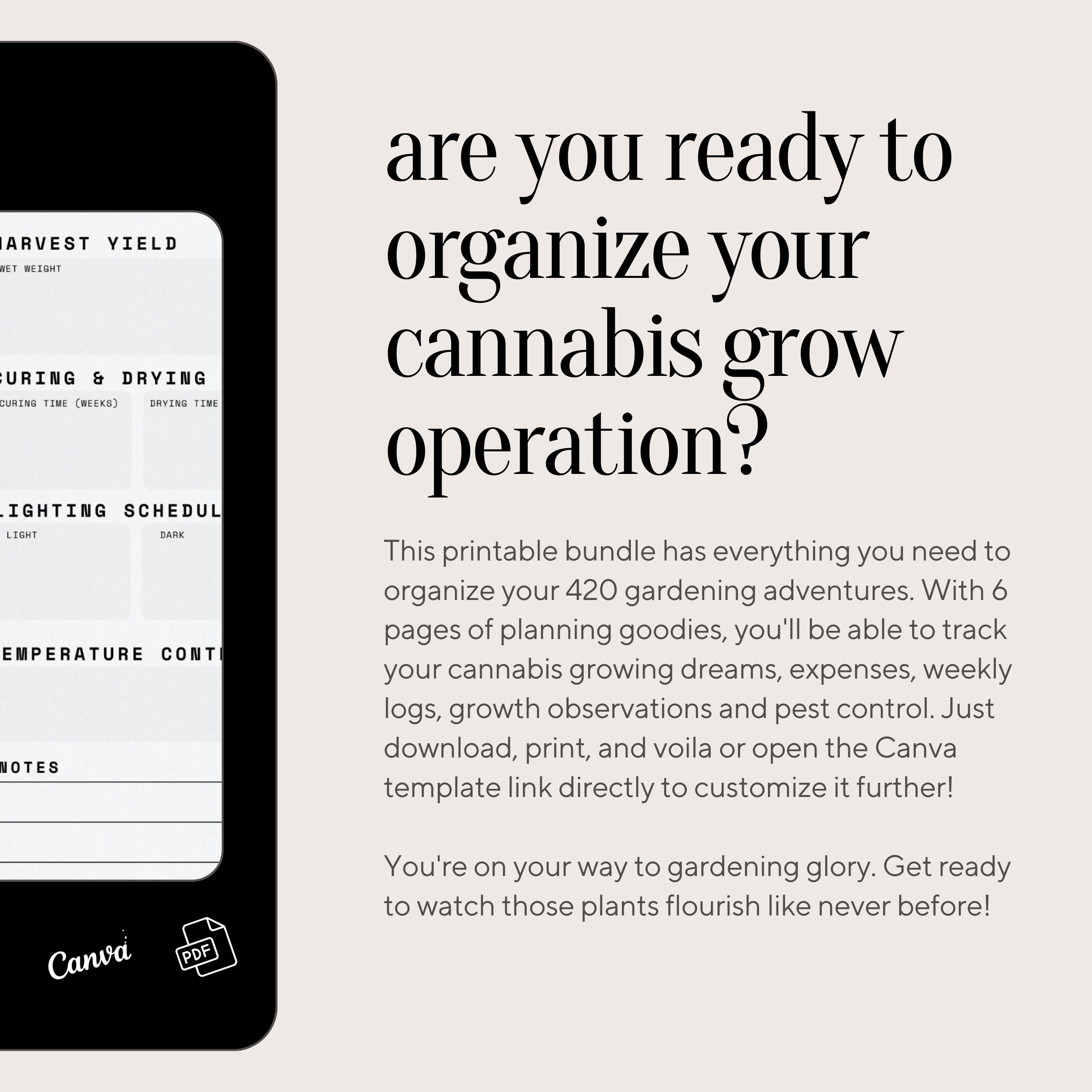 Cannabis Grow Log Weekly/marijuana Grow Journal, Monthly and Marijuana ...