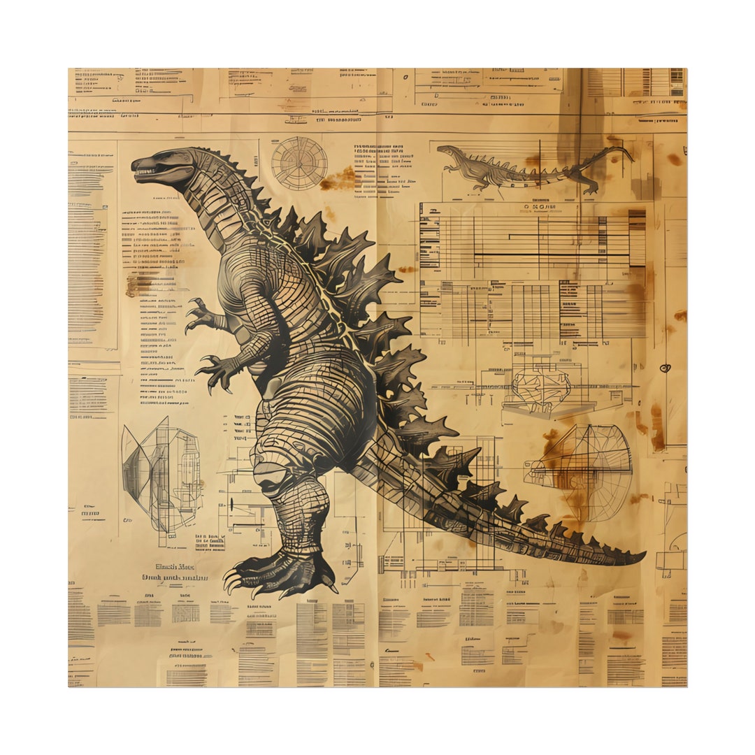 Godzilla Poster / Godzilla Print / Retro Movie Prints / Horror Movie ...