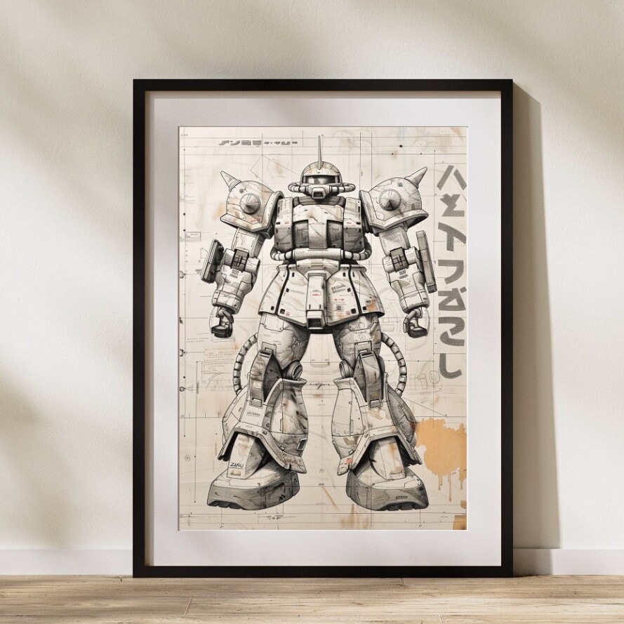 Gundam Printable Wall Art Anime Poster Gundam Poster Cyberpunk Robot ...