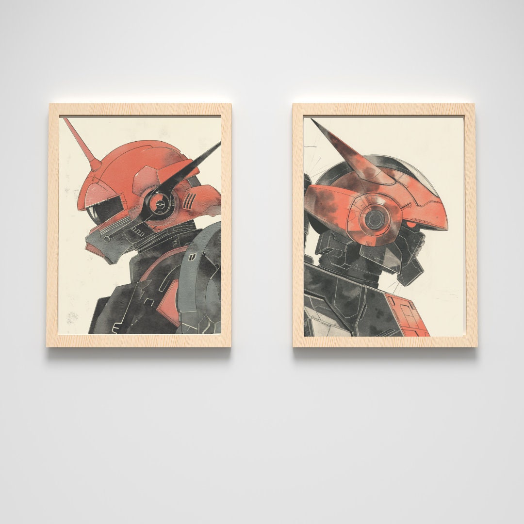 Zaku Gundam Poster Wall Art Set Principality of Zeon Anime Art Print ...