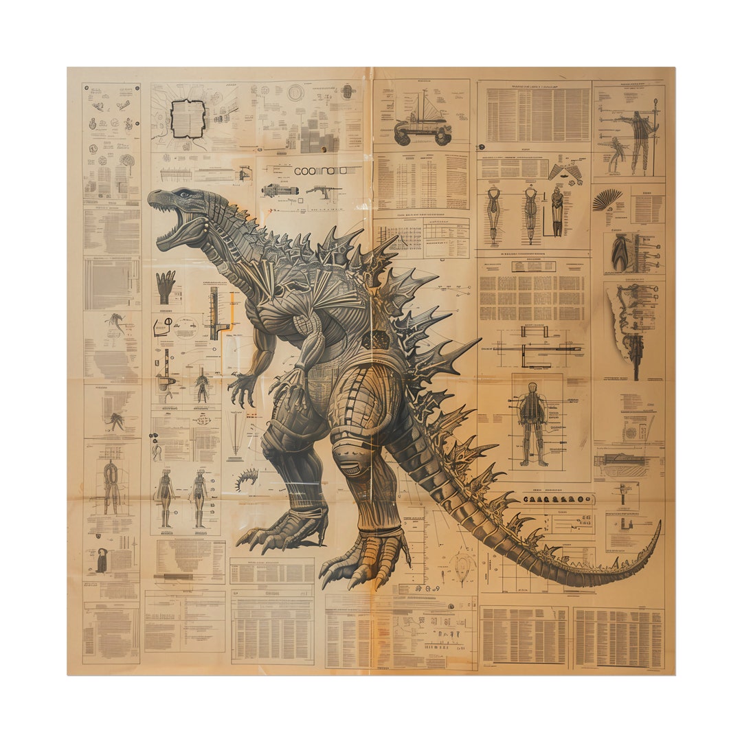 Godzilla Poster / Godzilla Print / Retro Movie Prints / Horror Movie ...
