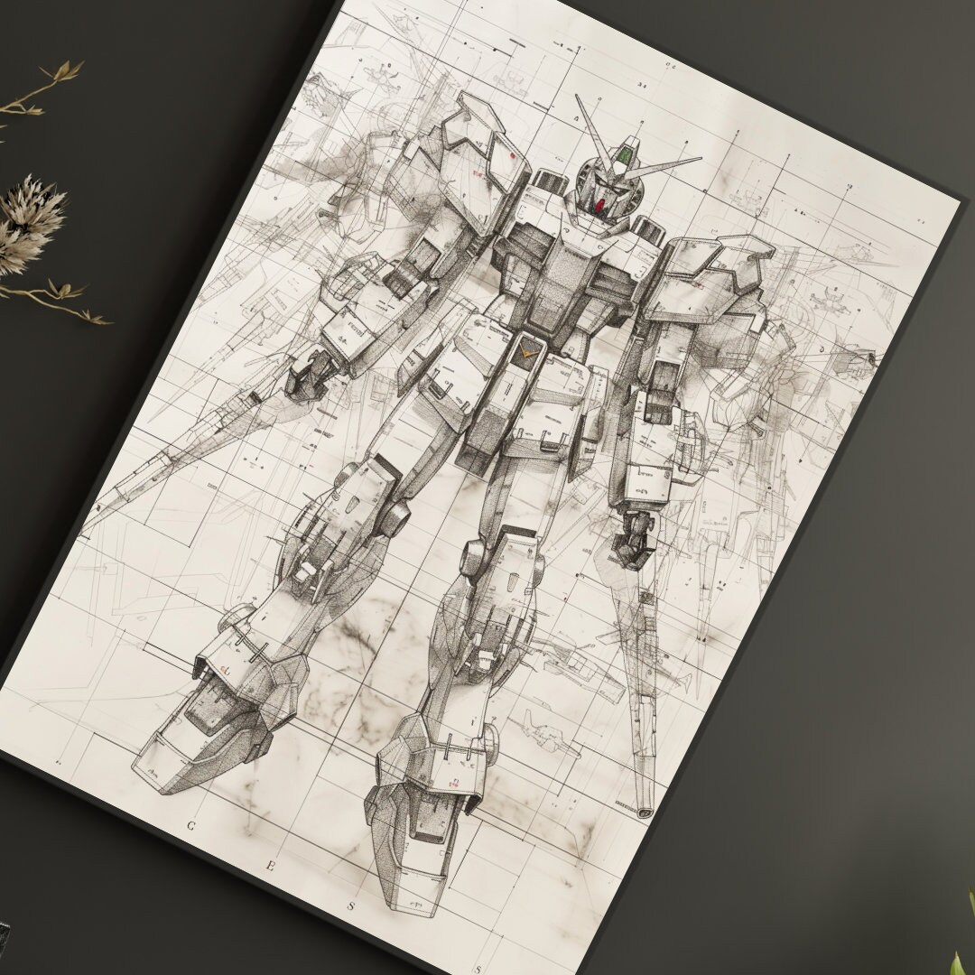 Gundam Printable Wall Art Anime Poster Gundam Print Cyberpunk Robot ...