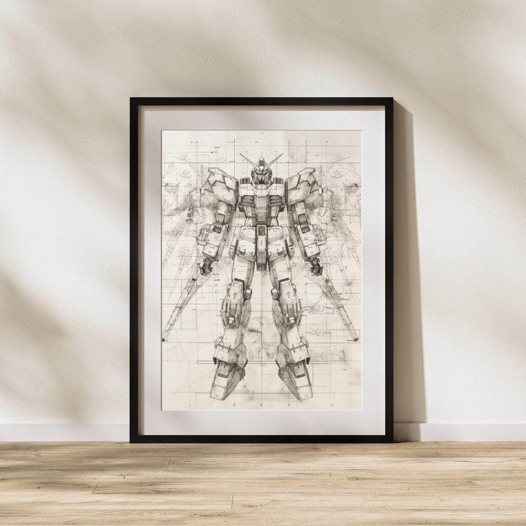 Gundam Printable Wall Art Anime Poster Gundam Print Cyberpunk Robot ...