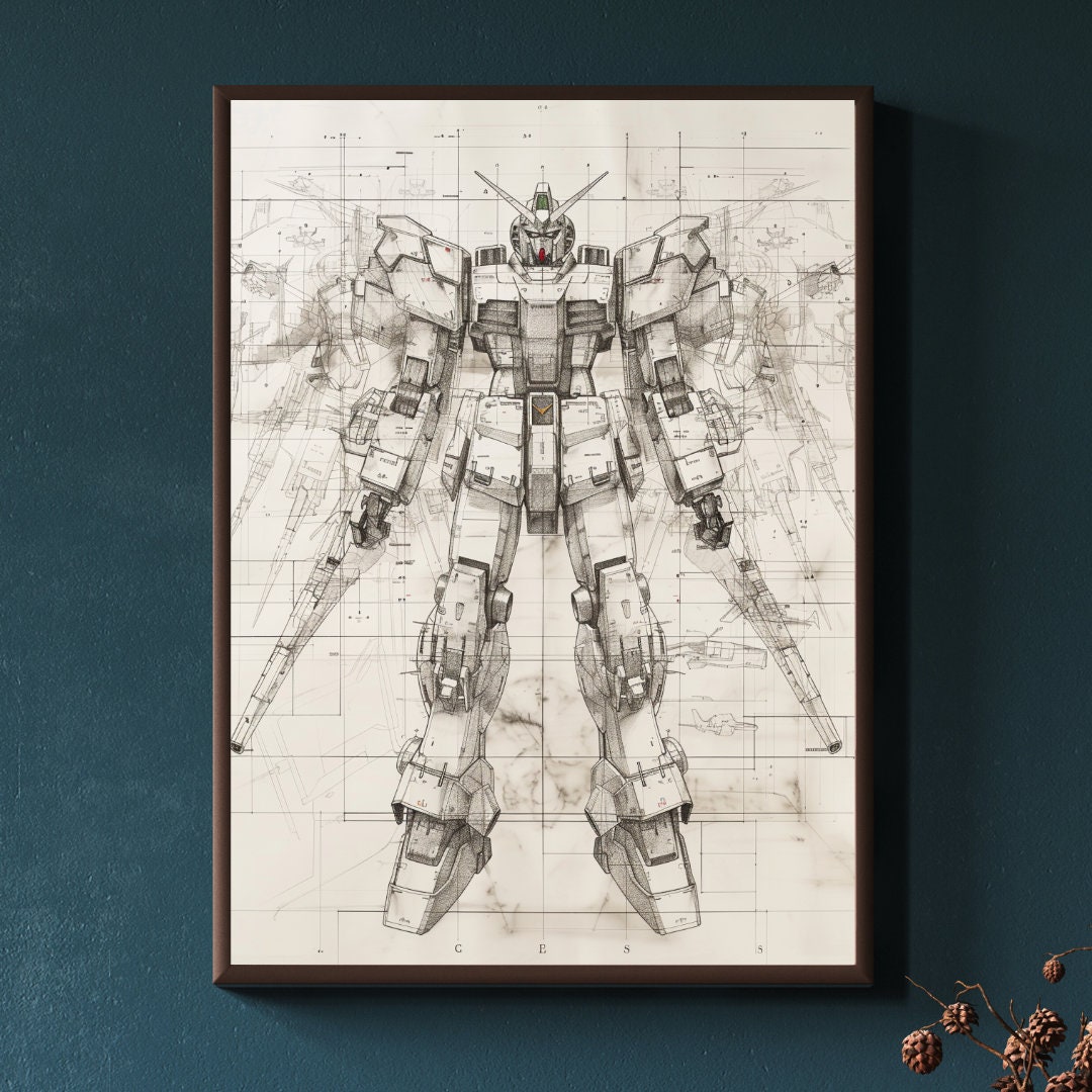 Gundam Printable Wall Art Anime Poster Gundam Print Cyberpunk Robot ...