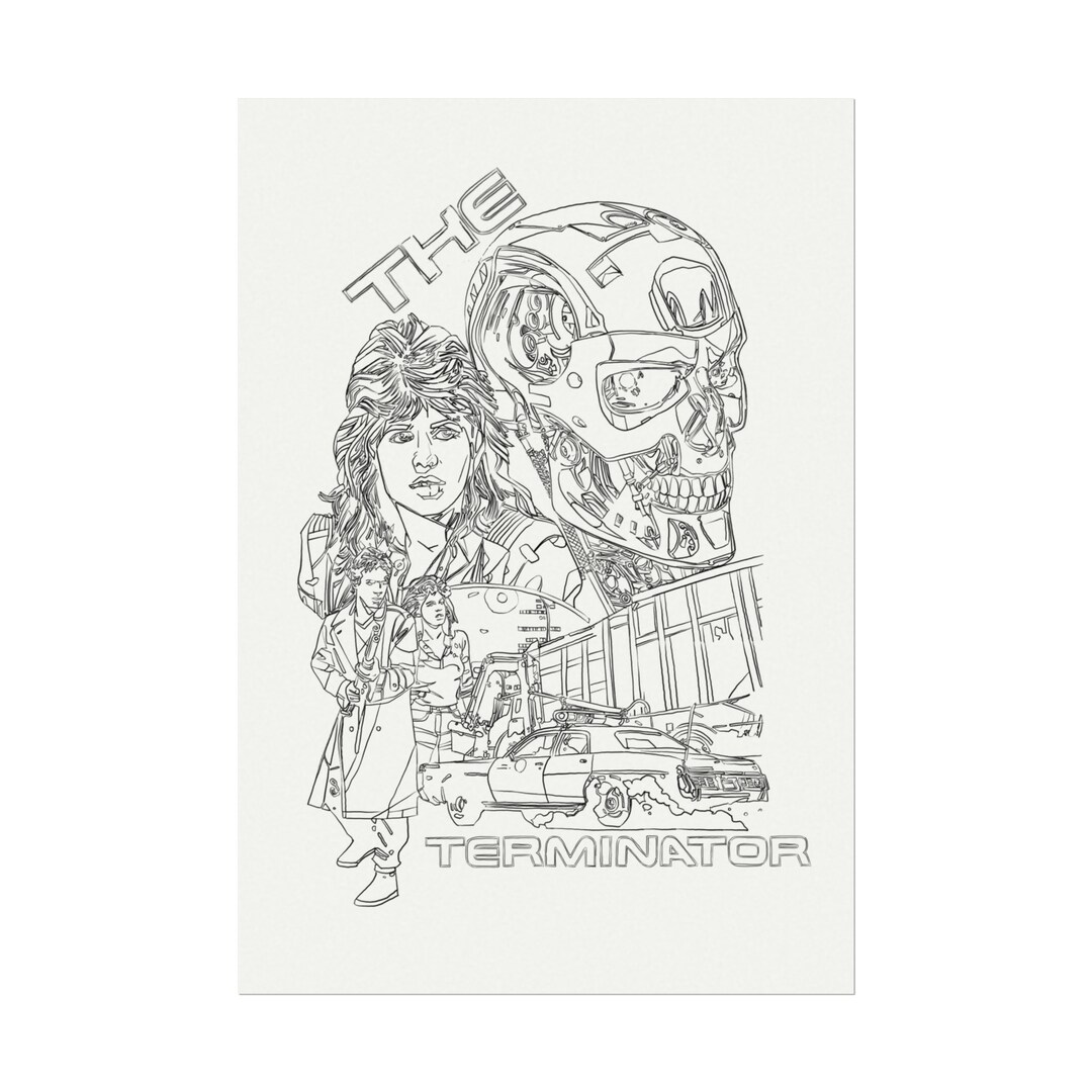 The Terminator, Rare Movie Poster Line Art, Minimal Classic Film Lovers ...
