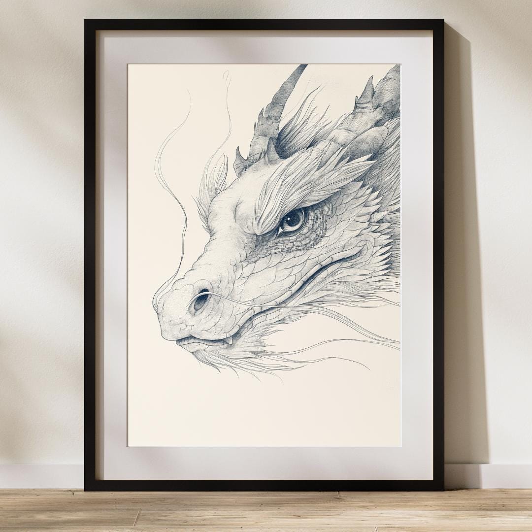 Minimalist Dragon Game of Thrones Woodblock Print Unique Gift ...