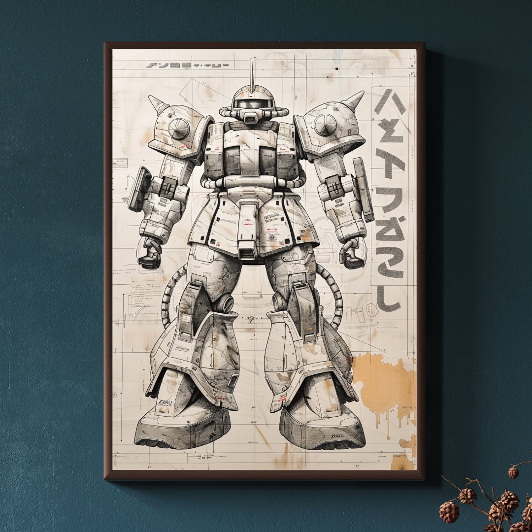Gundam Printable Wall Art Anime Poster Gundam Poster Cyberpunk Robot ...