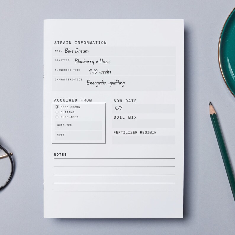 Cannabis Grow Log Weekly/marijuana Grow Journal, Monthly and Marijuana ...