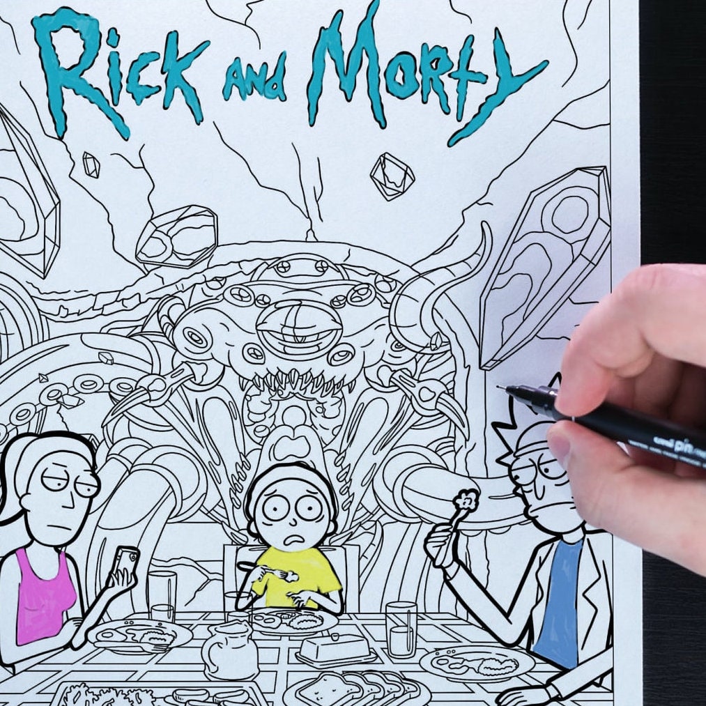 Rick and Morty Coloring Pages Adult Swim Gift Cartoon Network Stress ...