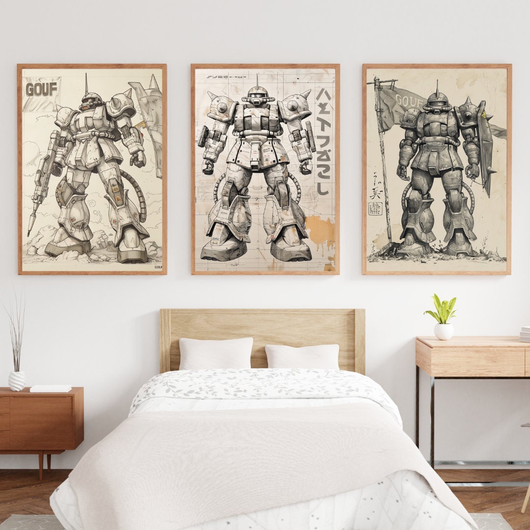 Gundam Printable Wall Art Anime Poster Gundam Poster Cyberpunk Robot ...