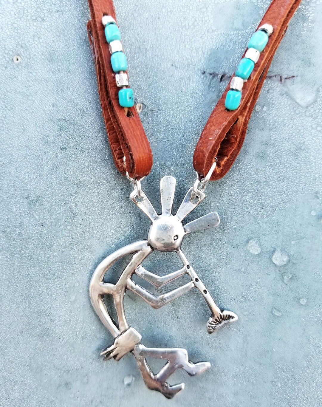 25" Kokapelli & Leather Necklace - Etsy