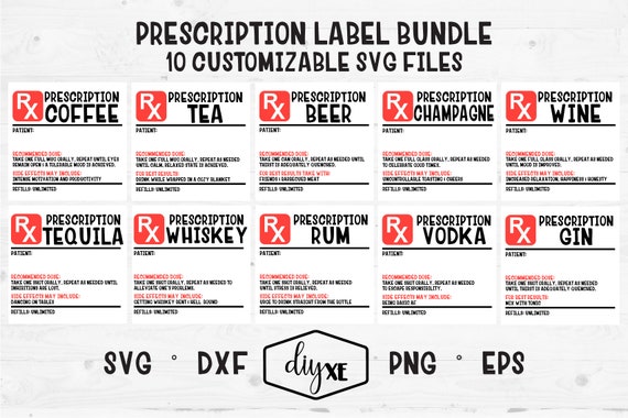 Prescription Label Bundle Svg-dxf-png-eps Funny SVG Bundle - Etsy