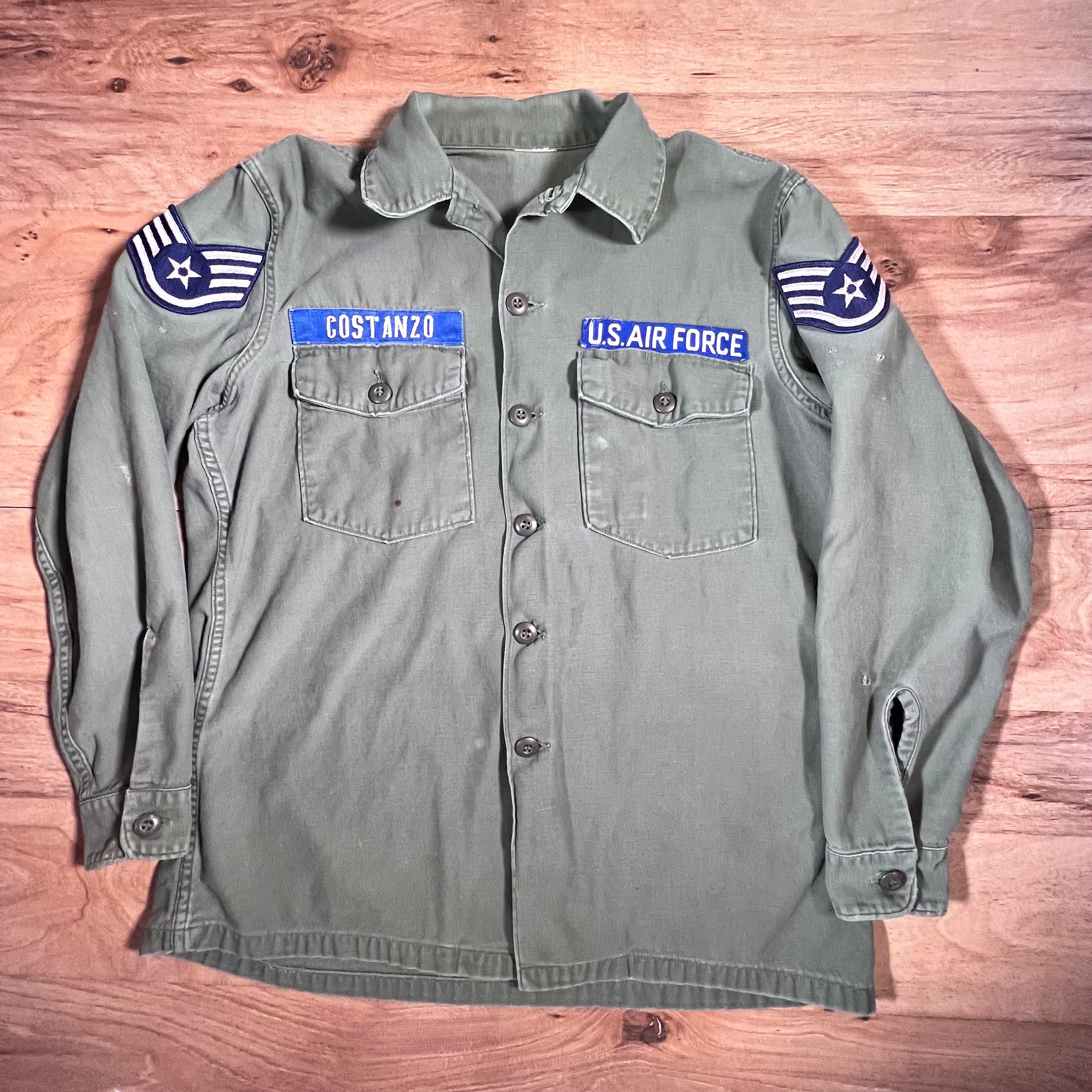 Vintage 1960's Authentic US Air Force OG 107 Sateen Long Sleeve Utility ...