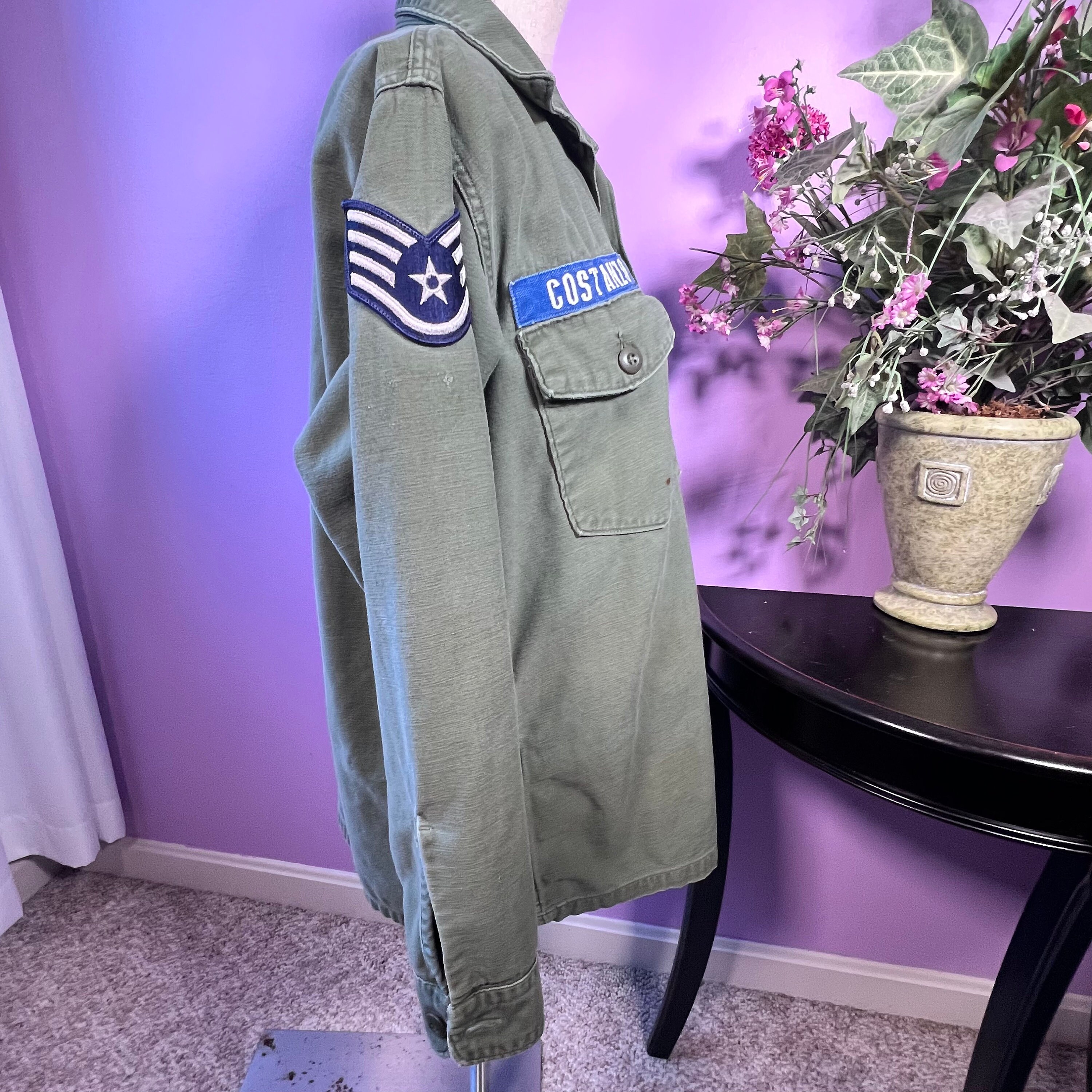 Vintage 1960's Authentic US Air Force OG 107 Sateen Long Sleeve Utility ...