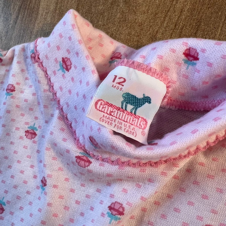 Vintage 1980s GARANIMALS Pink FLORAL Dot Ruched Long Sleeve Shirt - Top ...