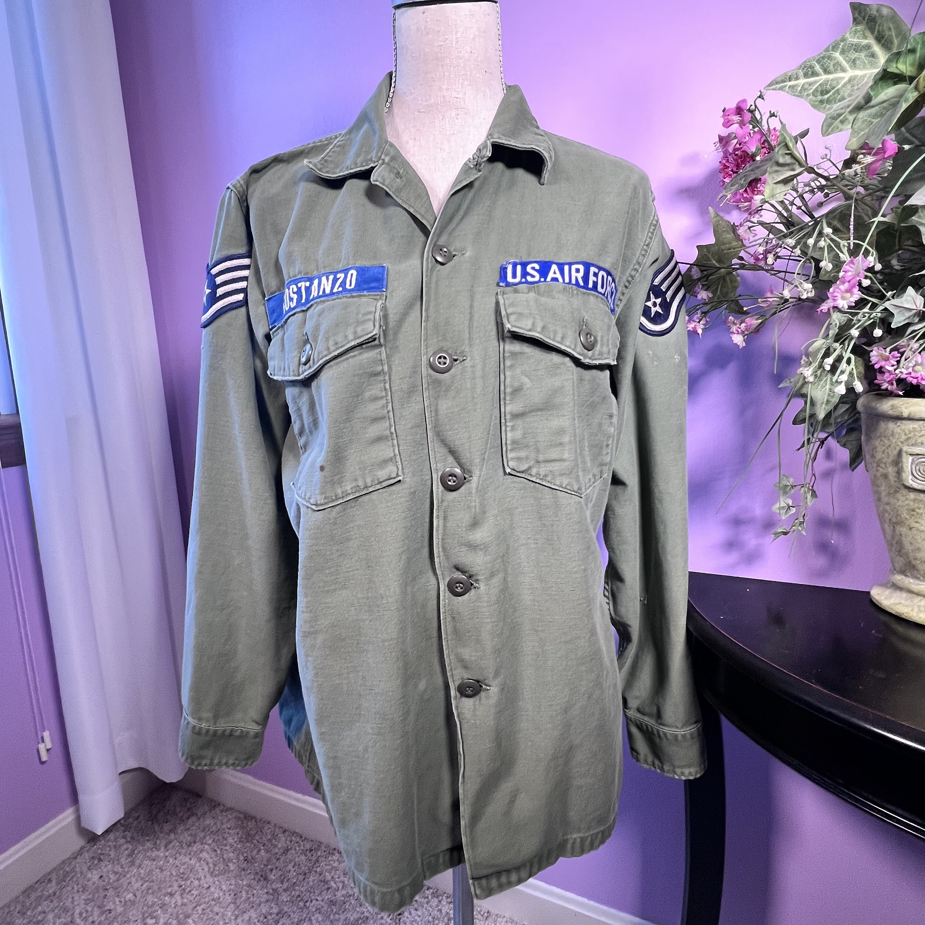 Vintage 1960's Authentic US Air Force - OG 107 Sateen Long Sleeve ...