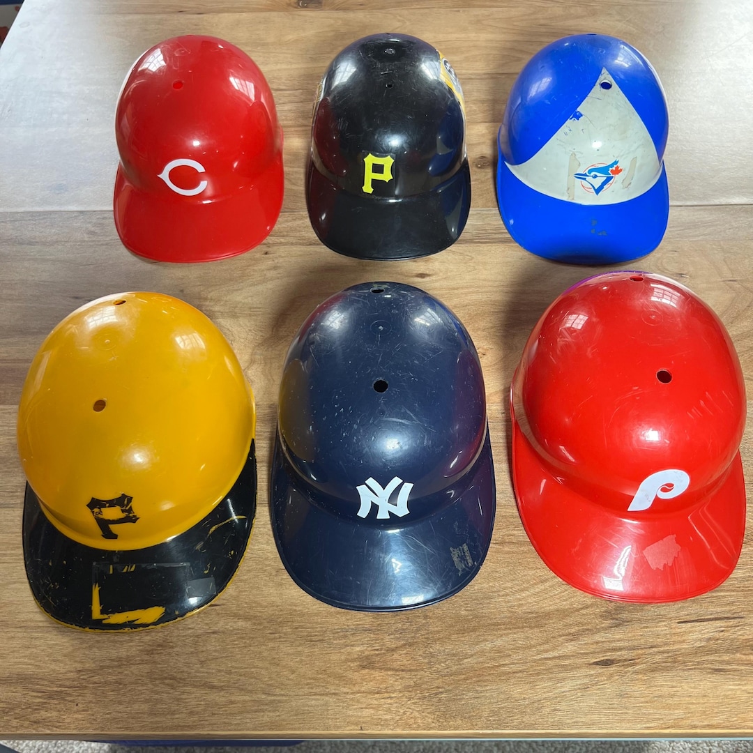 Vintage 1969 Kids Toy MLB Plastic Batting Helmets By: LEICH Industries ...