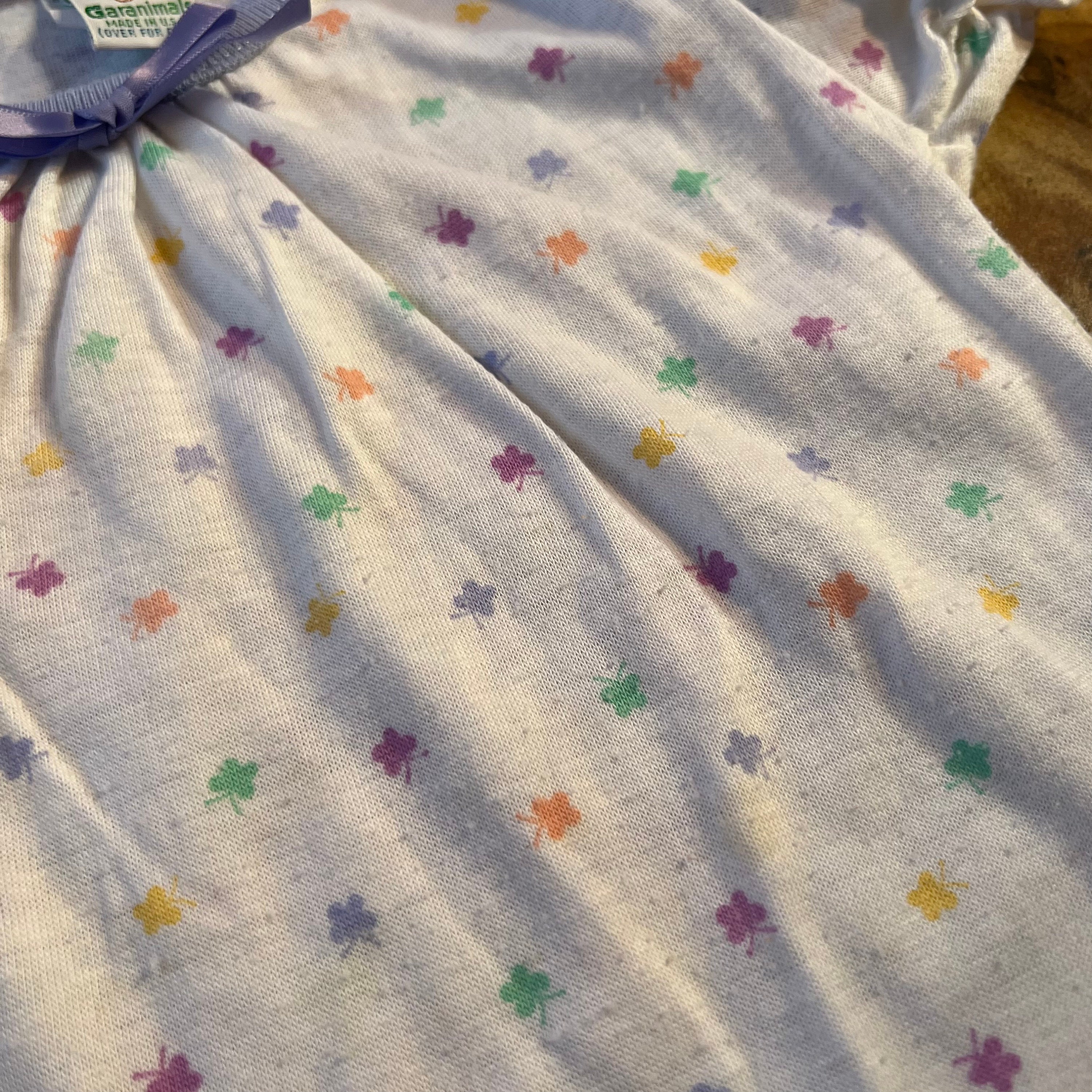 Vintage 1980s GARANIMALS White Butterfly Pattern Rouched Purple Bow ...