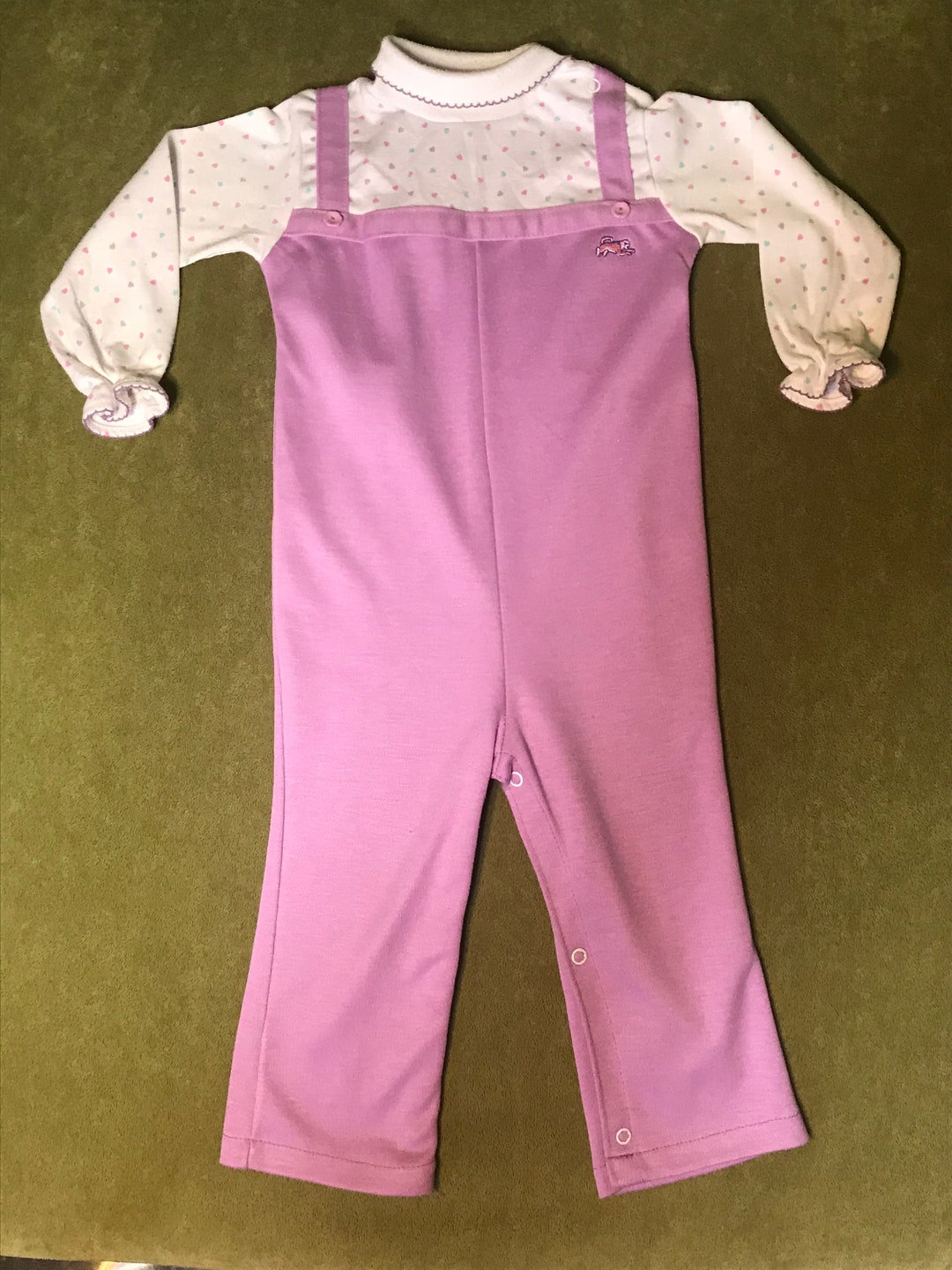 Vintage 80’s GARAN Purple Heart Girls Jumpsuit 18mo Long Sleeve Made in ...