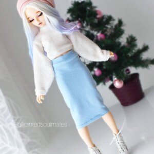 SLIM MSD BJD Minifee 1/4 Frozen Blue Midi Skirt - Etsy