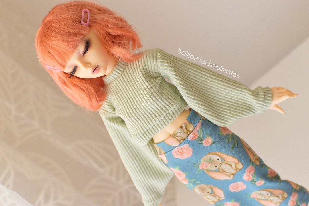 SLIM MSD BJD Minifee 1/4 Sage Green Crop Sweater With Balloon Sleeves ...