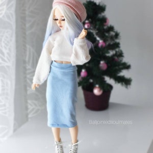 SLIM MSD BJD Minifee 1/4 Frozen Blue Midi Skirt - Etsy