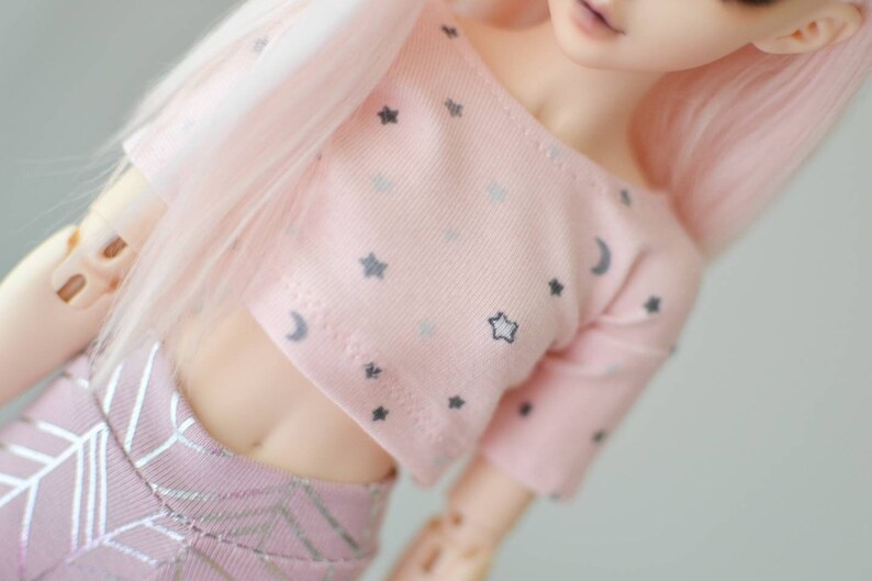Pastel Pink Moon and Stars Top for SLIM MSD BJD | Etsy