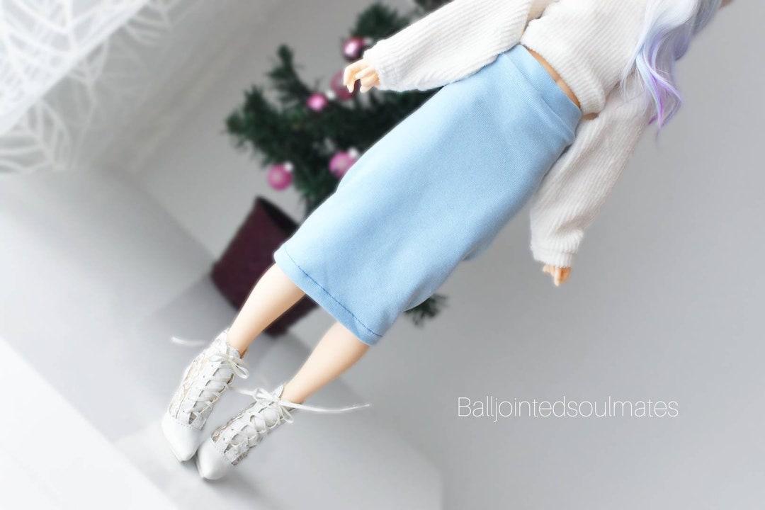 SLIM MSD BJD Minifee 1/4 Frozen Blue Midi Skirt - Etsy
