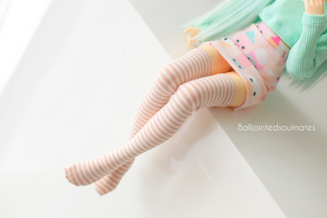 SLIM MSD BJD Minifee 1/4 Salmon Pink Striped Stockings - Etsy