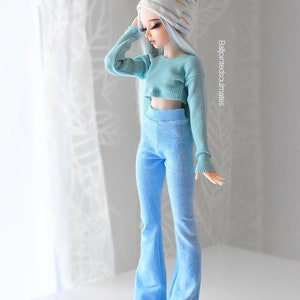 SLIM MSD BJD Minifee 1/4 Light Blue Flared Jeggings - Etsy