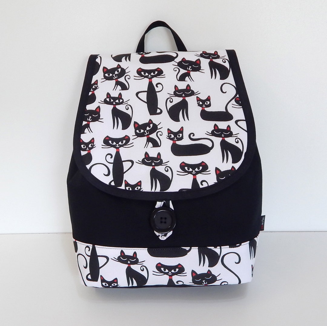 Handmade Black Cat Backpack, Black Cat Backpack for Back to School ...