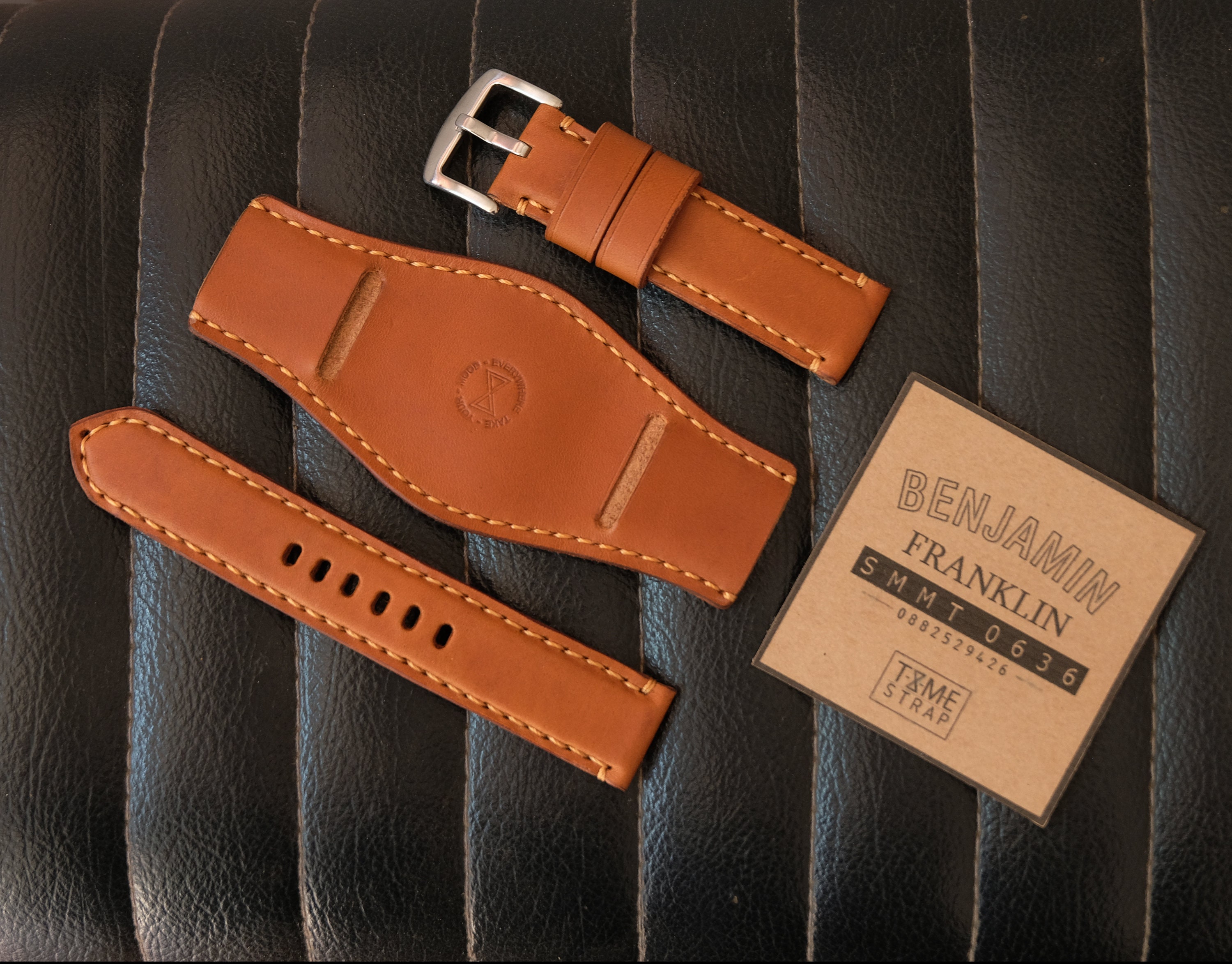 Full Bund Pad Watch Strap Brown Tan.leather Watch Band. | Etsy