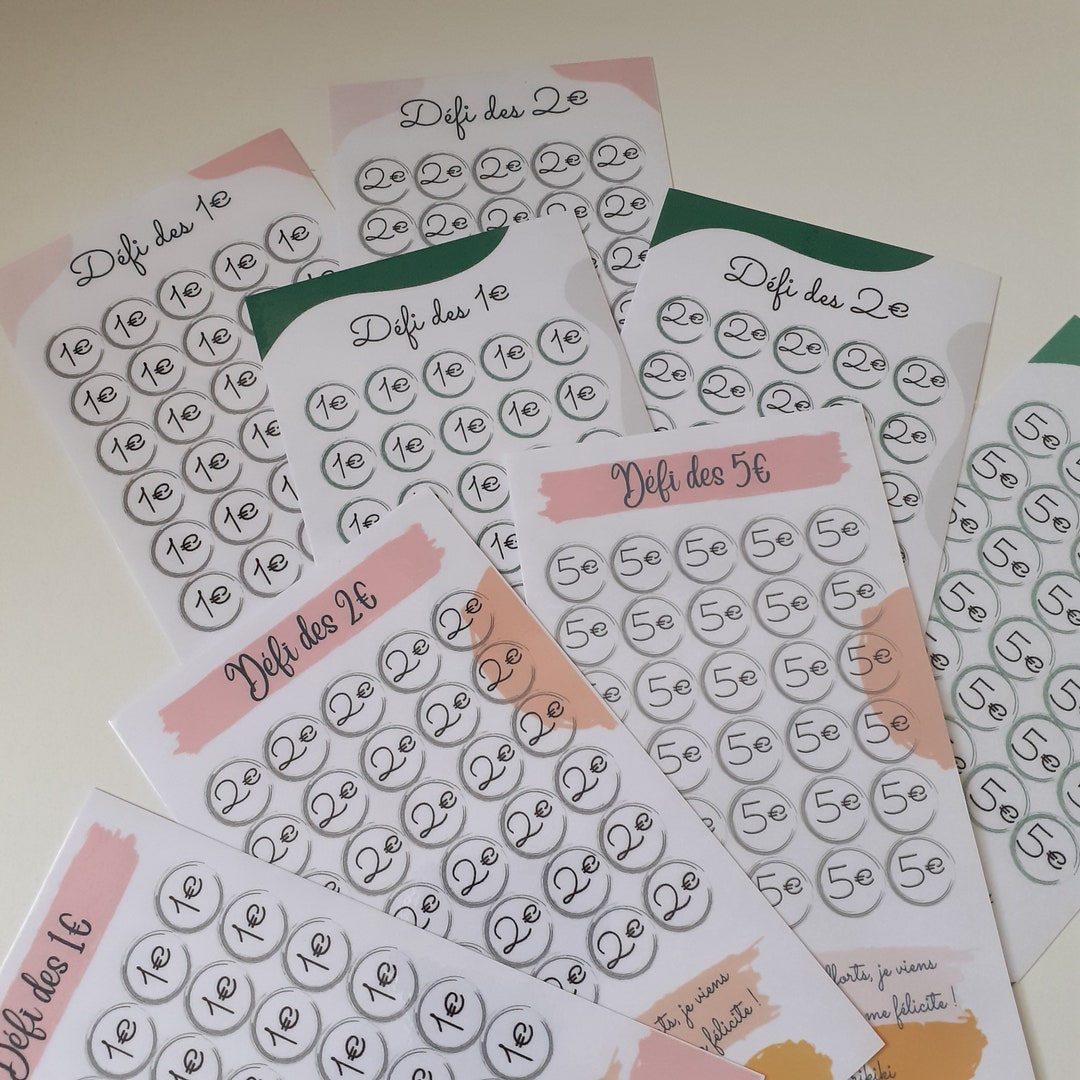 Tracker Défi 1 Euro, 2 Euros ou 5 Euros - Etsy France
