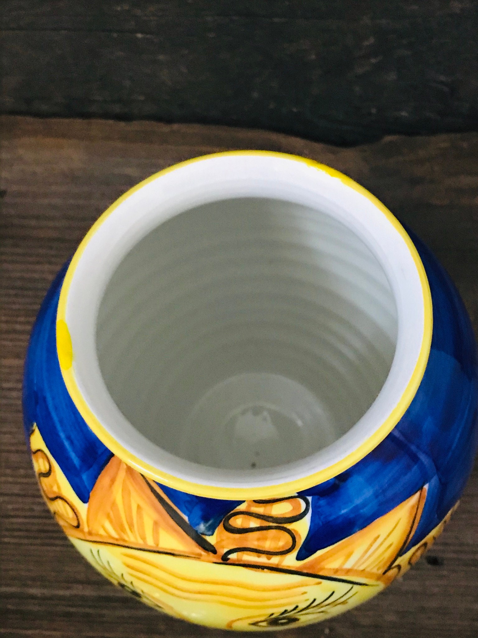 Vintage Dipinto A Mano Ceramic Sun Vase, Hand Painted Vase, Vintage ...