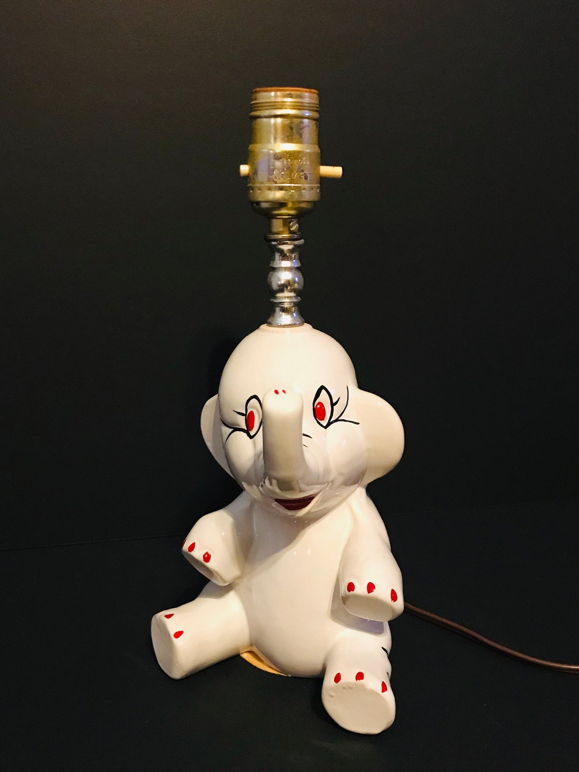 Vintage White Baby Elephant Table Lamp Vintage Lighting | Etsy