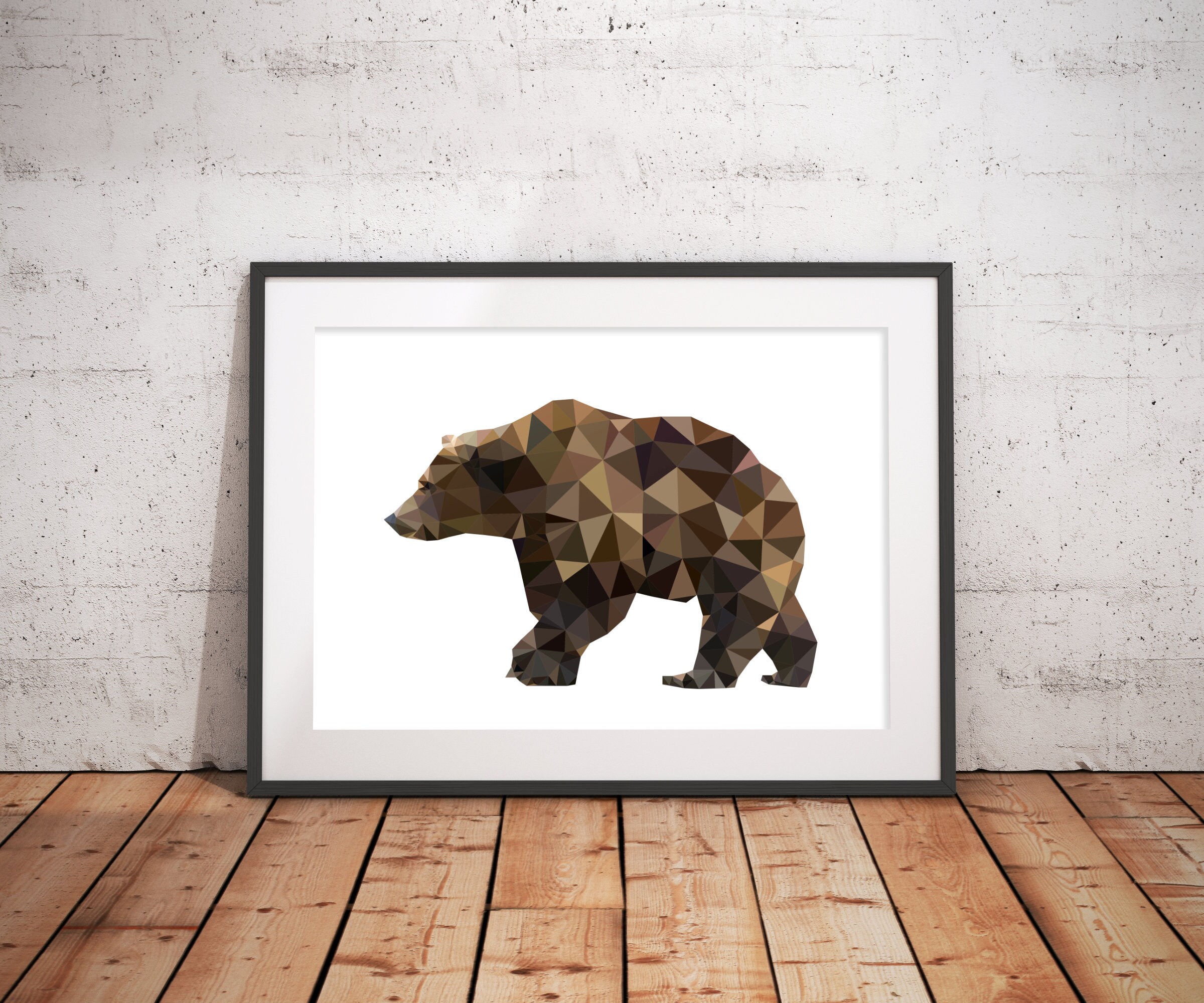 Geometric Bear Art Print, Bear Wall Print, Brown Bear, Geometric Animal ...