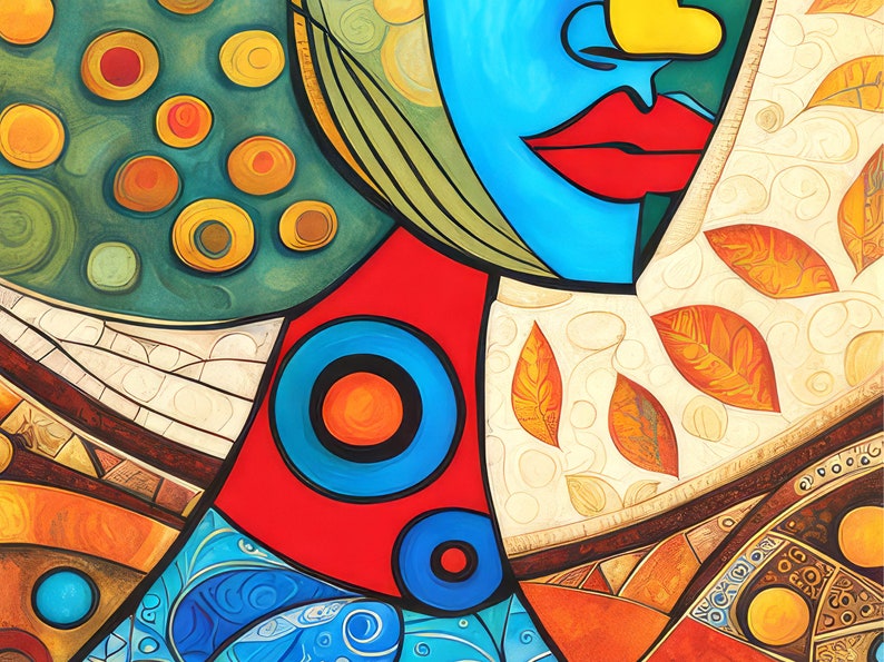 Pablo Picasso Style Abstract Face Art With Unique Batik Design Cubist ...