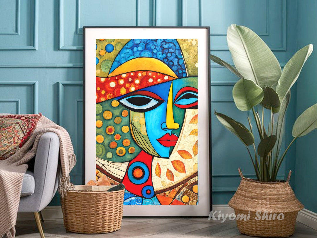 Pablo Picasso Style Abstract Face Art With Unique Batik Design Cubist ...