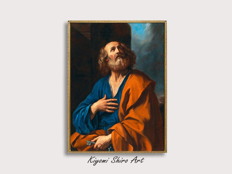 Saint Peter Portrait by Famous Italian Artst Guercino, 17th Century ...