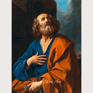 Saint Peter Portrait by Famous Italian Artst Guercino, 17th Century ...